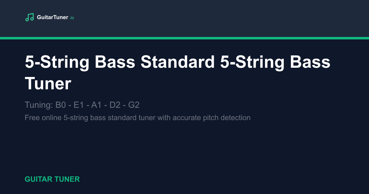 5-String Bass Standard Guitar Tuner Online - B0-E1-A1-D2-G2 Tuning ...